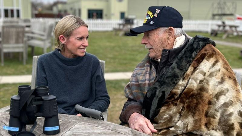 US WW2 fighter pilot takes to skies at Duxford in Mustang - BBC News