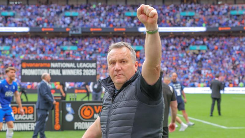 Oldham Athletic promotion party packs Boundary Park - BBC News