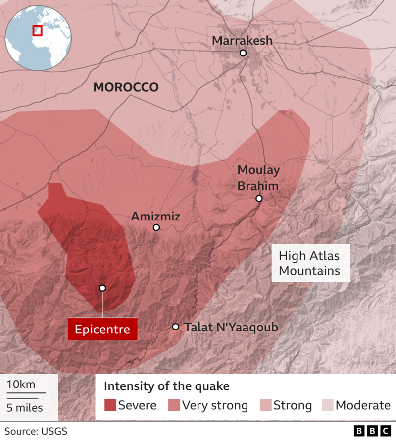 Morocco earthquake movement mapped from space - BBC News