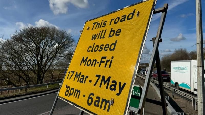 Overnight road closures on Acle Straight for safety camera works - BBC News