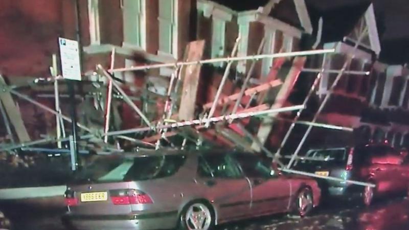 Cargo ship hits barge in Storm Angus - BBC News