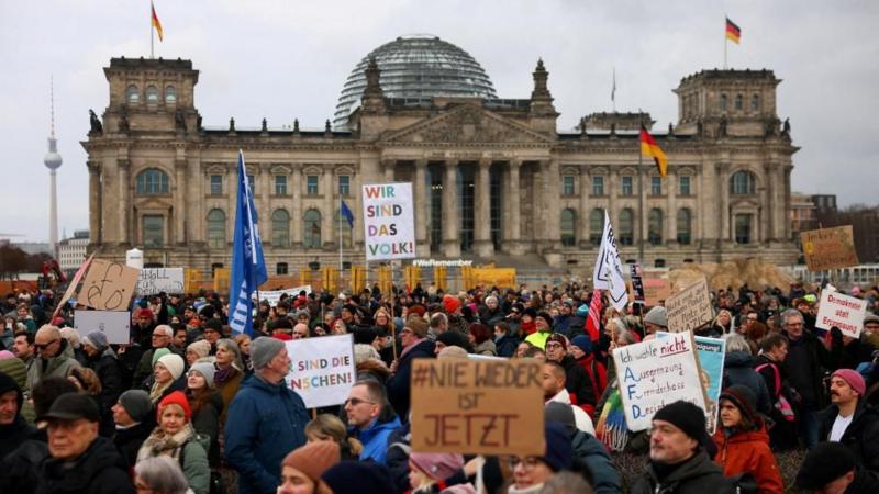 Germany: 160,000 people protest against far-right party in Berlin - BBC ...