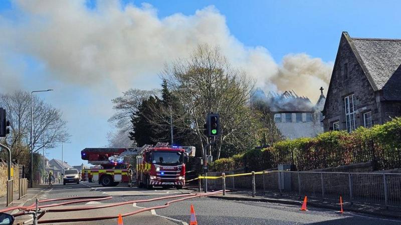 Crews tackling 'well-developed' fire at former Fife convent - BBC News