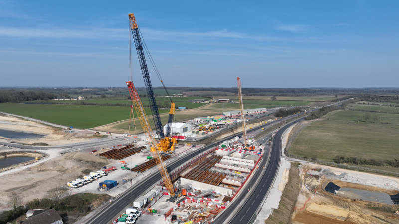 HS2 A43 bridge project progresses with beam installation - BBC News