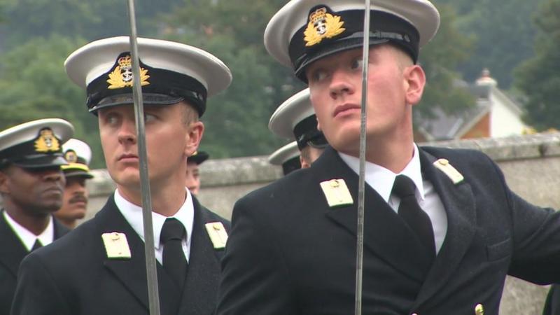 Families at passing-out parade at HMS Raleigh for Navy recruits - BBC News
