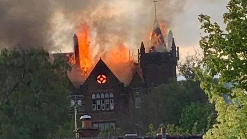 Firefighters tackle blaze at former Dumfries convent - BBC News