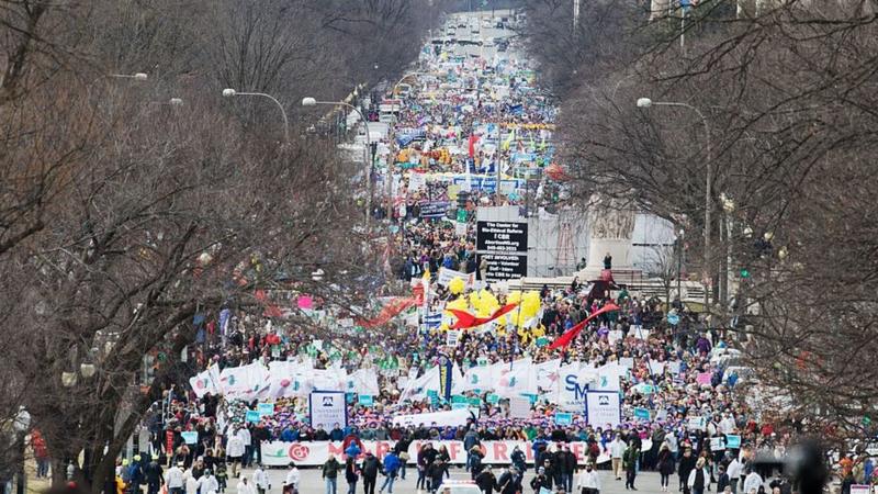 US anti-abortion activists rally in DC - BBC News