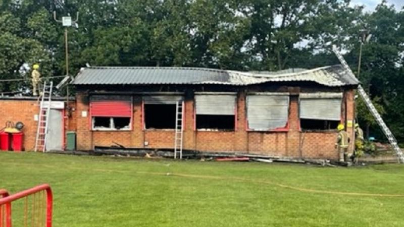 Solihull football clubhouse 'completely destroyed' by fire - BBC News