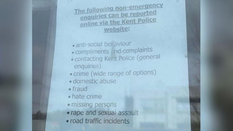 Kent Police sign lists rape as ‘non-emergency’ crime - BBC News