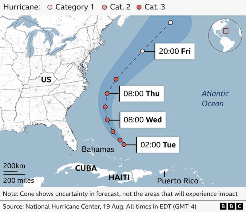 Remnants of Hurricane Erin set to bring an unsettled week - BBC Weather