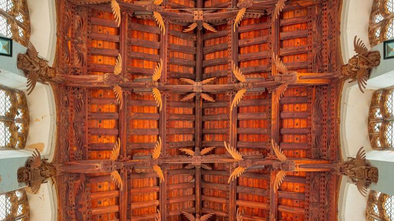 The Tudor origins of March church's angelic ceiling - BBC News
