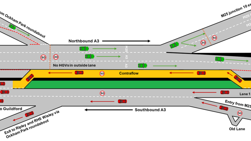 A3/M25 Wisley slip road closures for carriageway widening work - BBC News