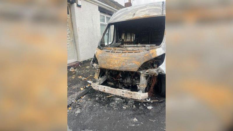 Sunderland charity van destroyed in arson attack - BBC News