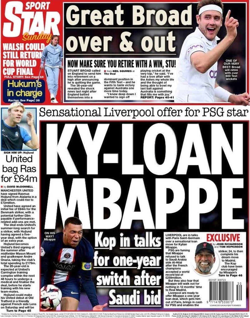 Sunday's back pages - BBC Sport