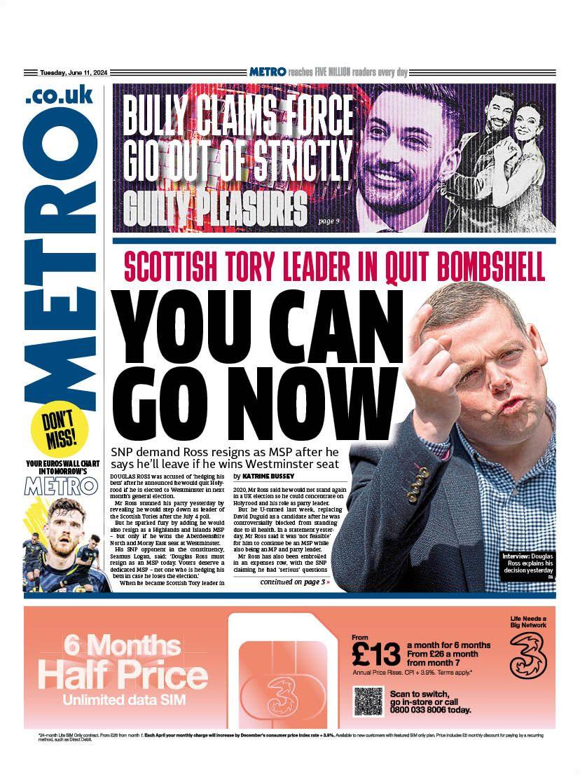 Scotland's papers: Scots Tories in 'turmoil' as Ross resigns - BBC News