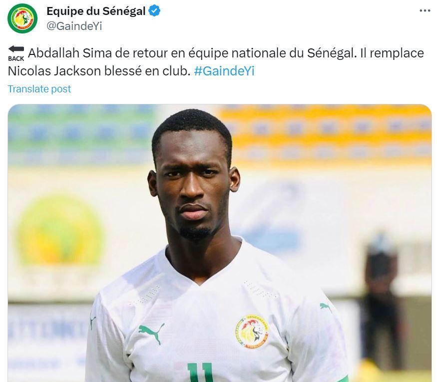 Sima recalled to Senegal squad after Jackson injury - BBC Sport