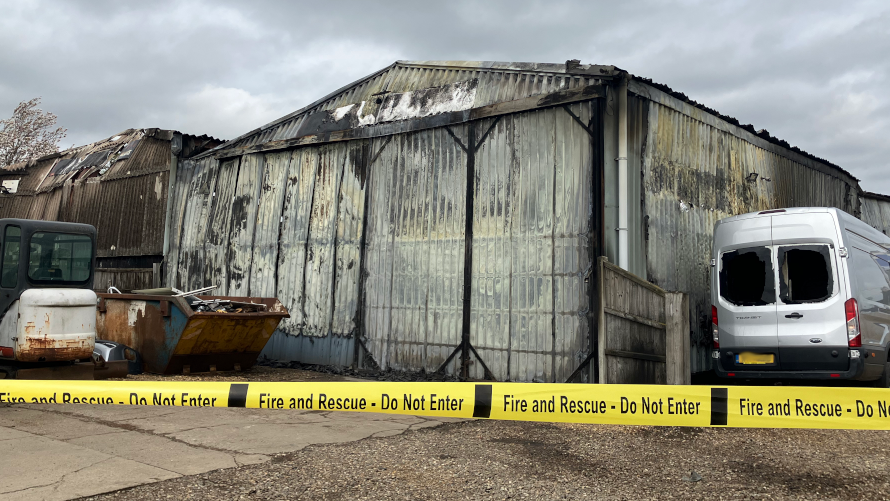 Blofield blaze near A47 badly damages vehicle firms' units - BBC News