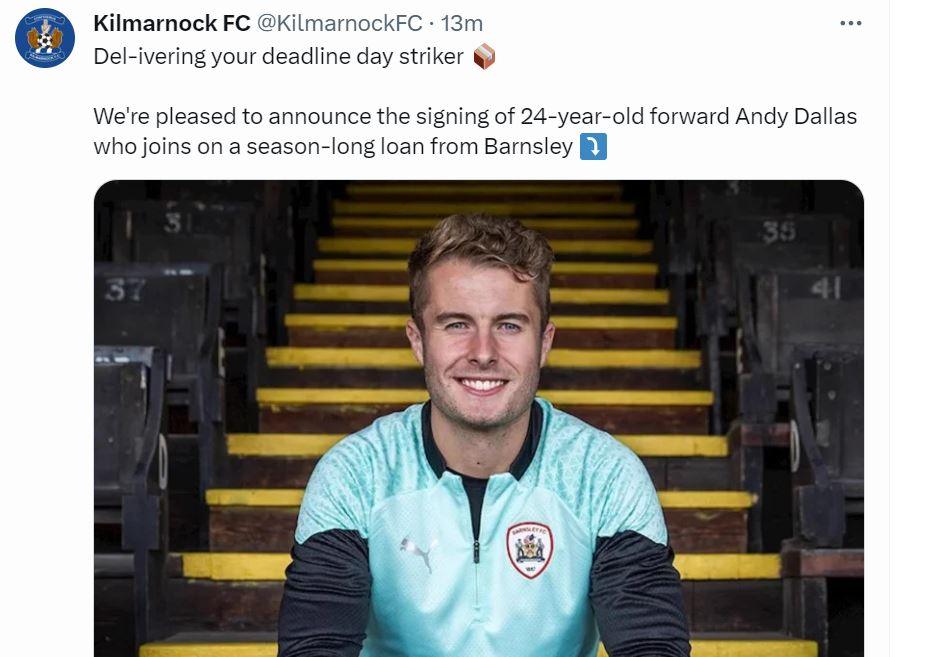 Barnsley striker Dallas joins Killie on loan - BBC Sport