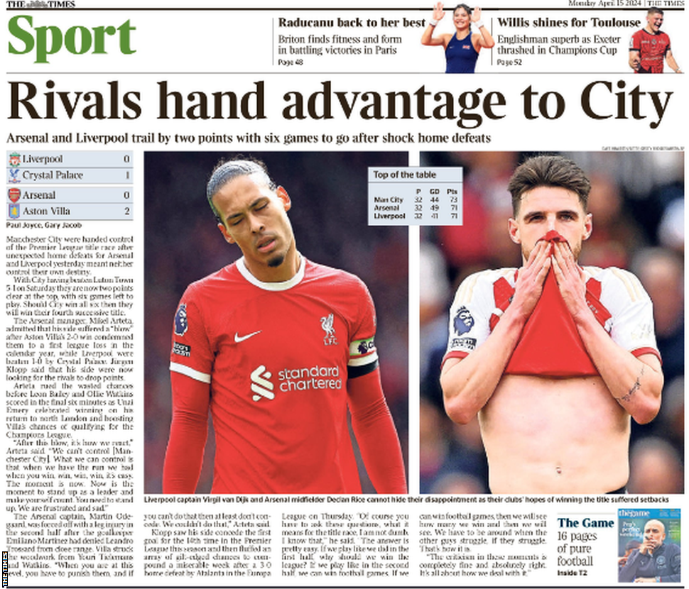 Monday's back pages - BBC Sport