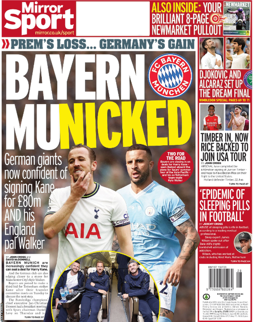 Saturday's back pages - BBC Sport