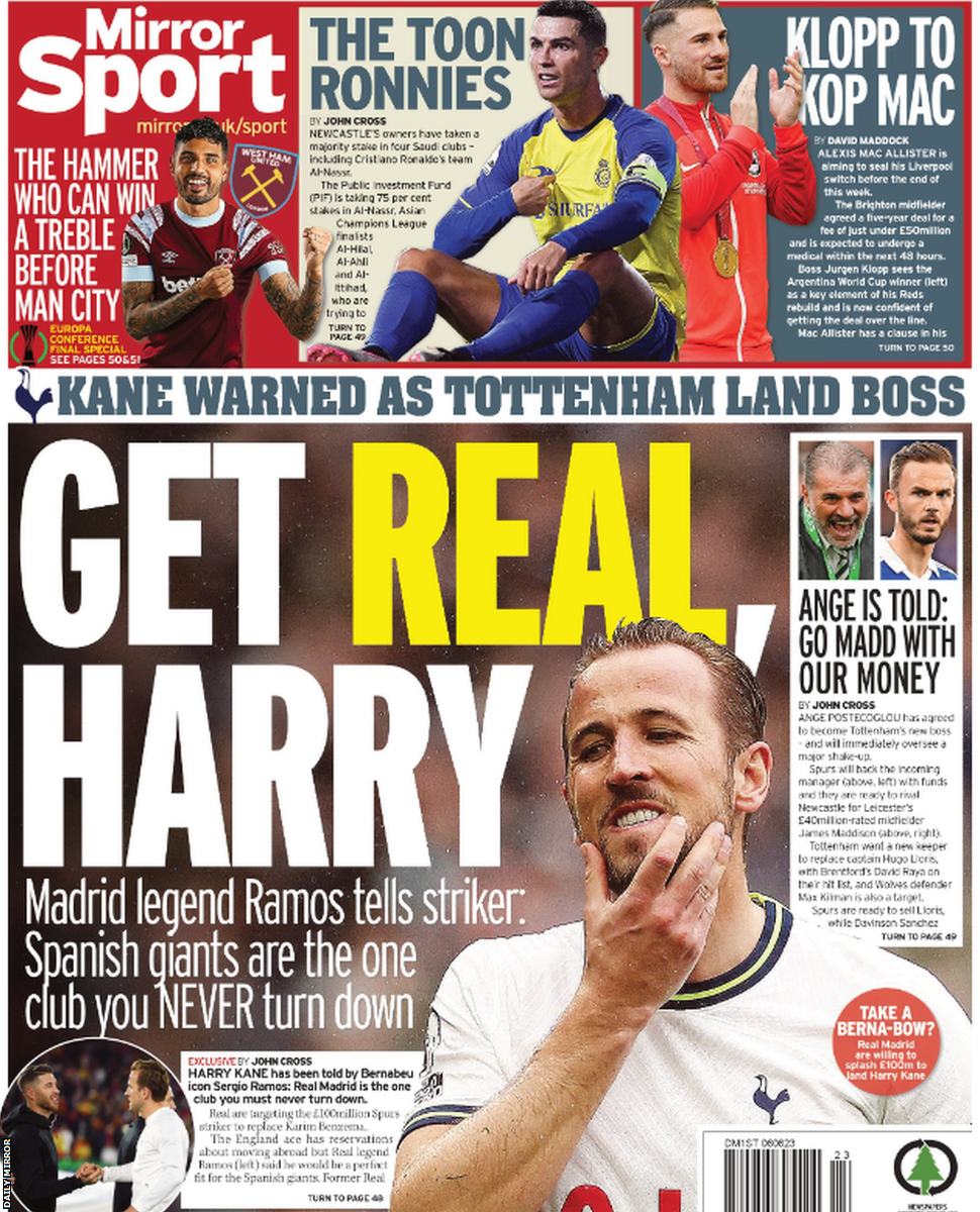 Tuesday's back pages - BBC Sport