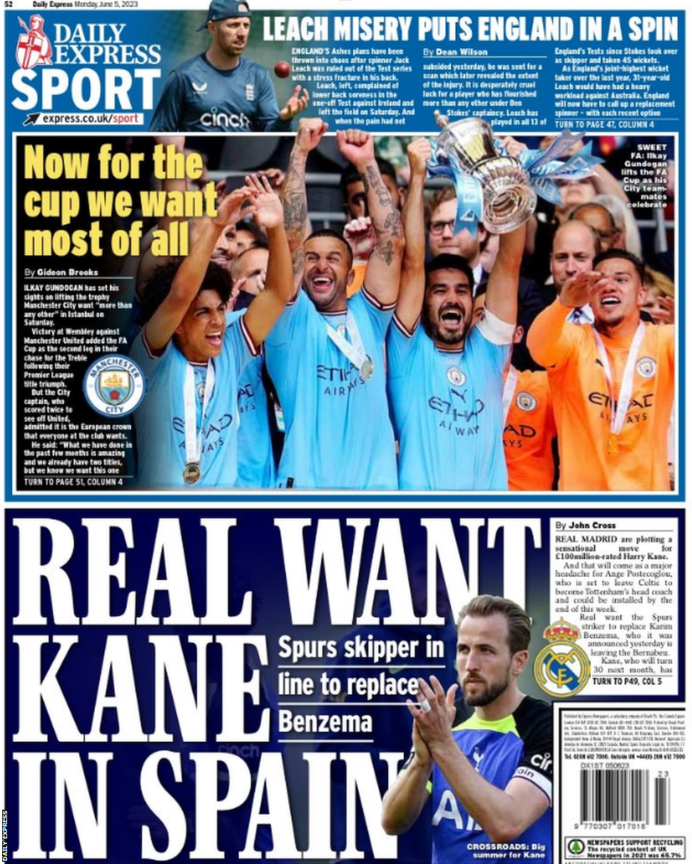Monday's back pages - BBC Sport