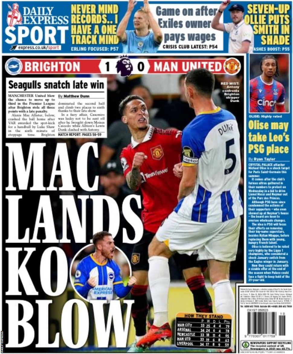 Friday's sports pages - BBC Sport