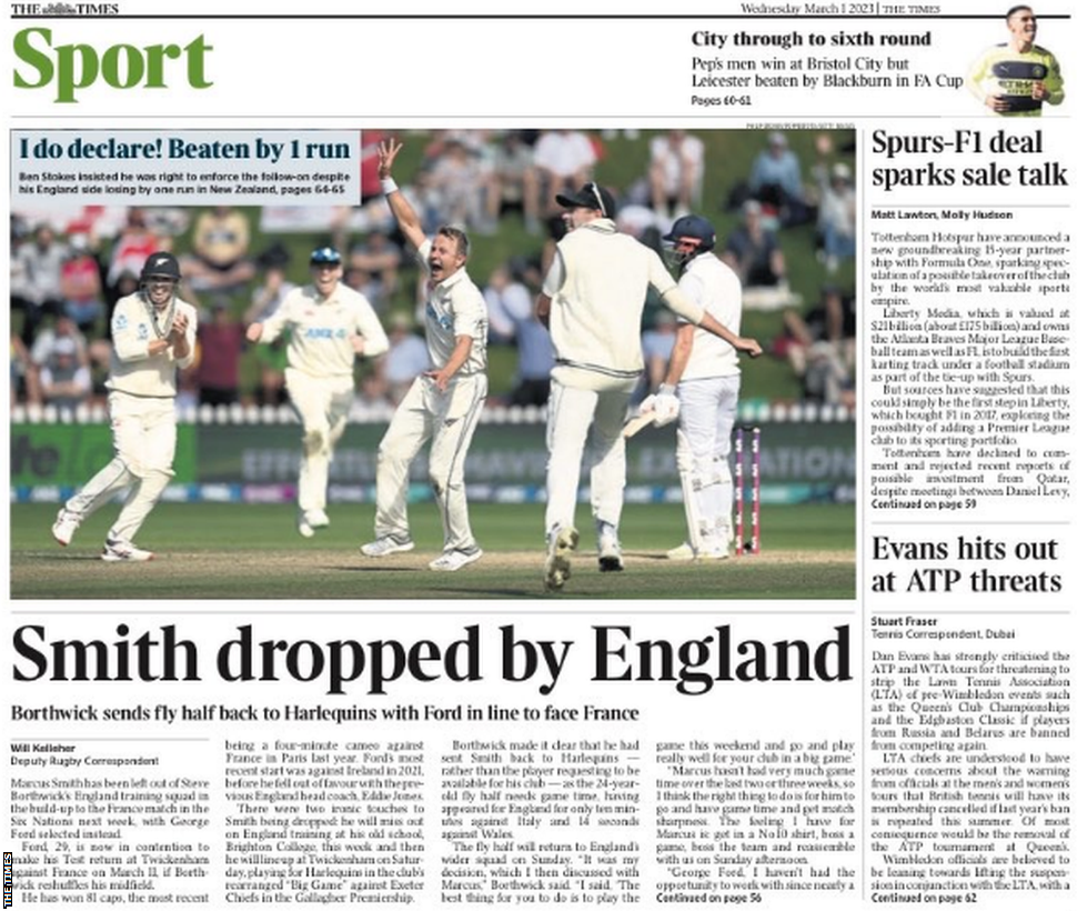 Wednesday's back pages - BBC Sport