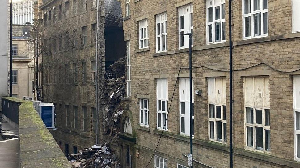 Demolition begins after partial building collapse in Bradford city ...