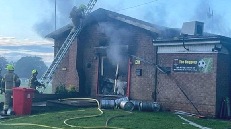 Solihull football clubhouse 'completely destroyed' by fire - BBC News