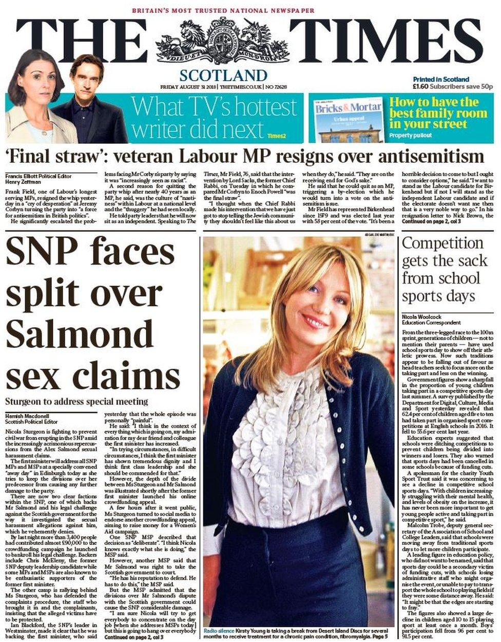 The papers: SNP 'split' over Salmond claims - BBC News