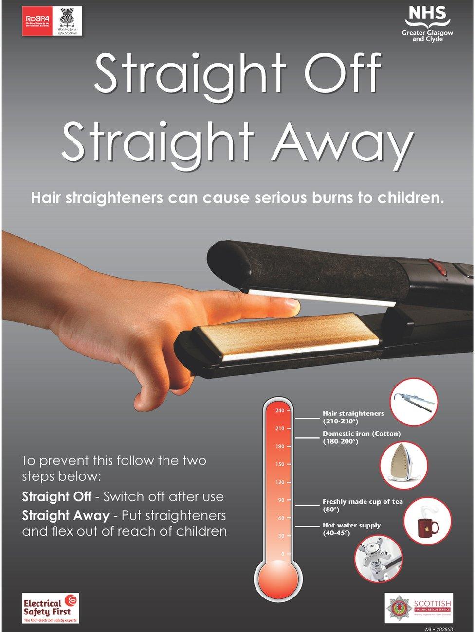 Rospa poster appeal over dangers of hair straighteners - BBC News