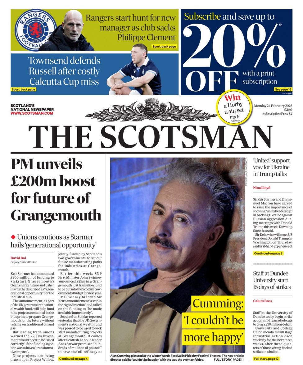 Scotland's papers: £200m to save Grangemouth and Glasgow's challenge ...