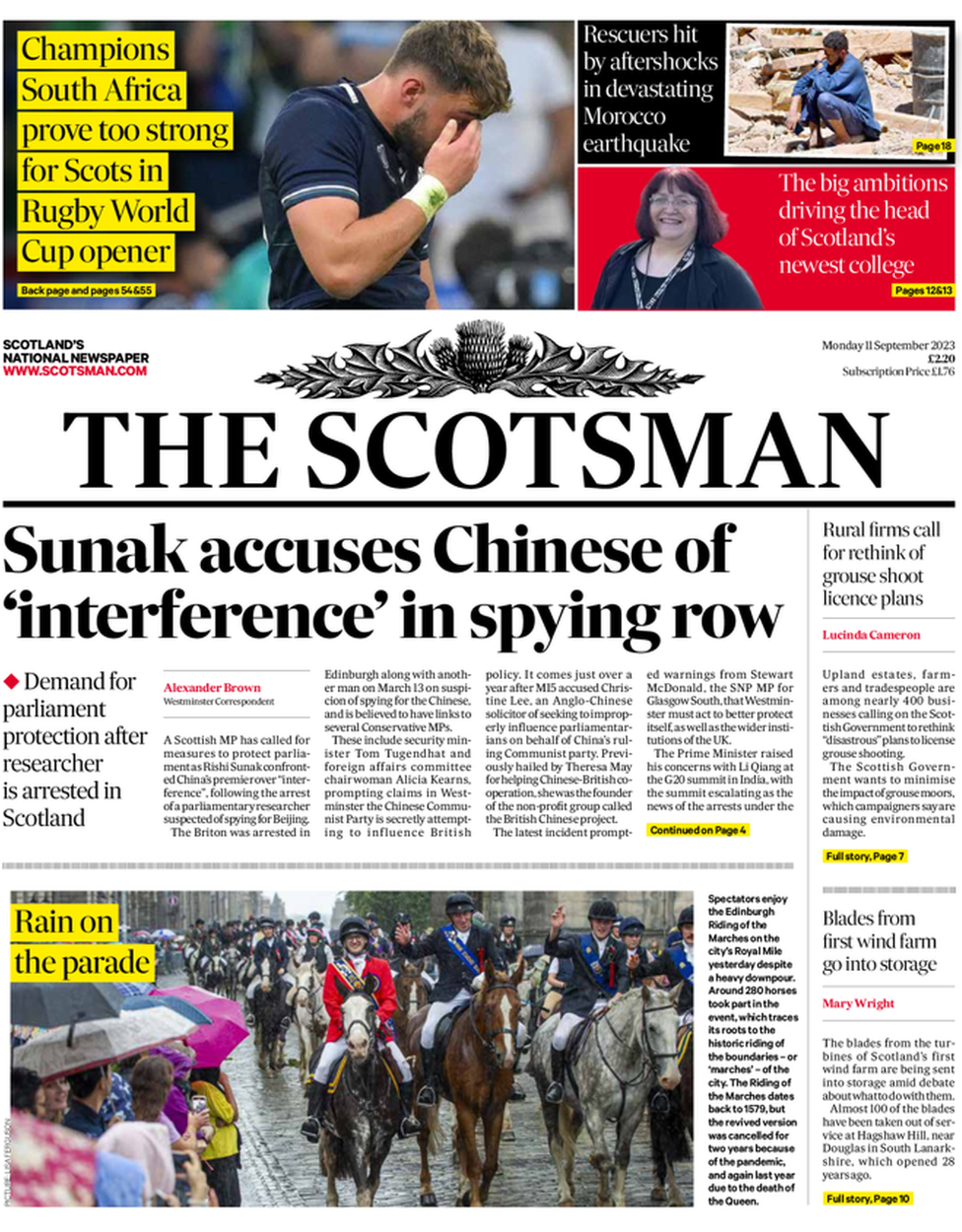 Scotland's papers: Chinese spying row and rough sleeping 'crisis' - BBC ...
