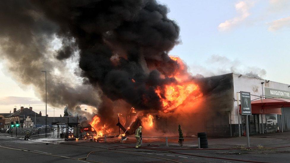 Police probe after Derby garage fire started deliberately - BBC News