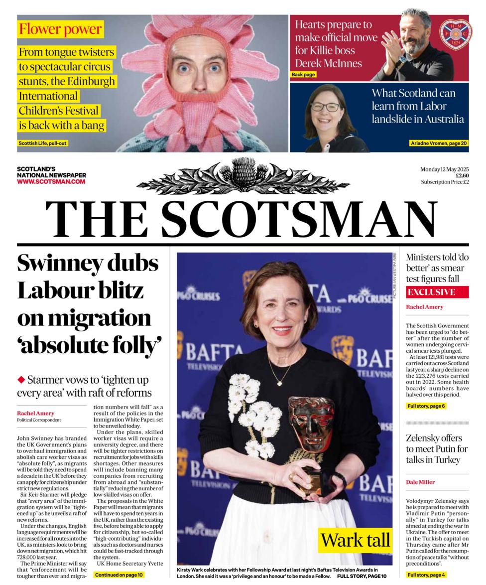 Scotland's papers: Labour's migrant 'blitz' and Bafta winners - BBC News