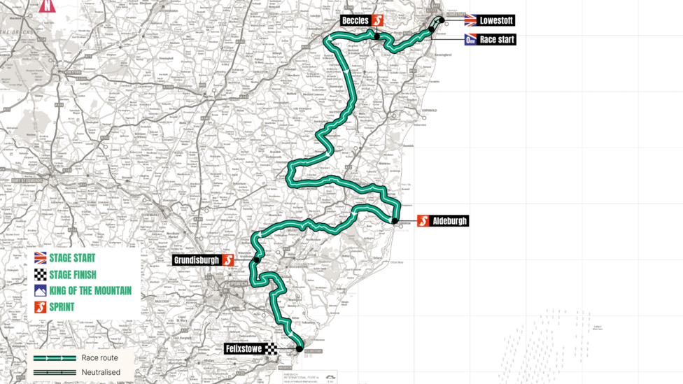 Suffolk road closures and restrictions for Tour of Britain Men - BBC News