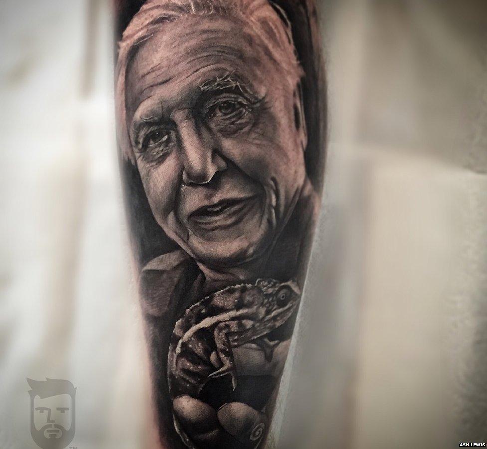 Man gets huge tattoo of David Attenborough on his leg to mark his 90th ...