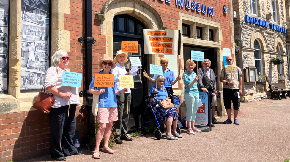 Brixham Heritage Museum volunteers protest over suspension - BBC News