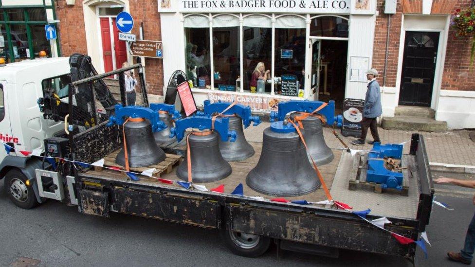 New bells blessed at St Peter's church in Bromyard - BBC News