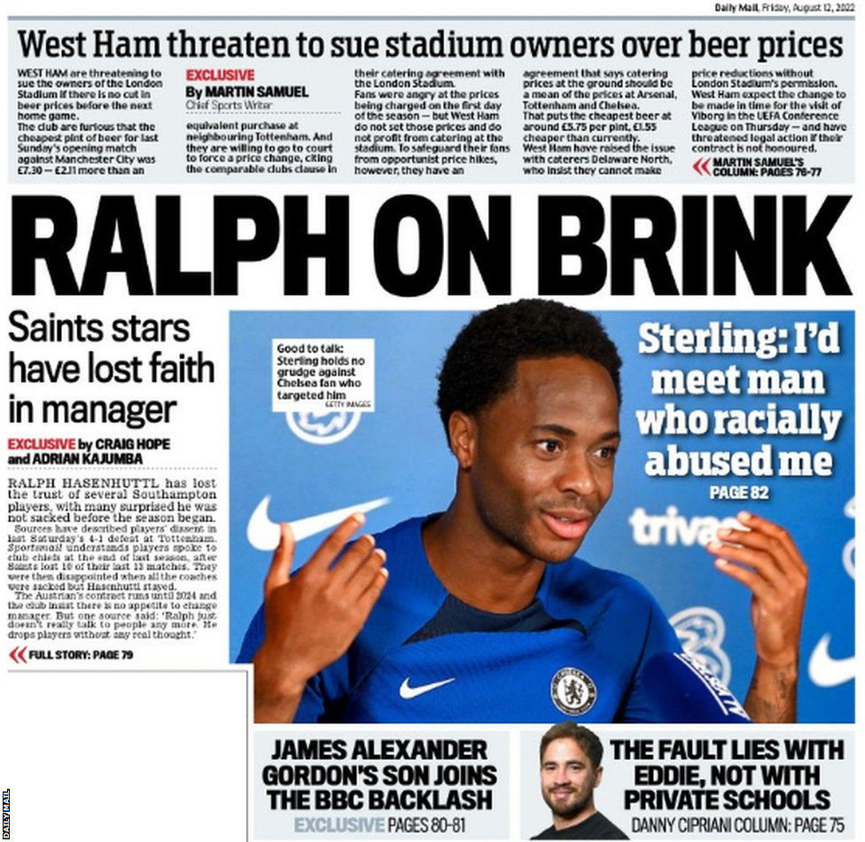 Friday's back pages - BBC Sport