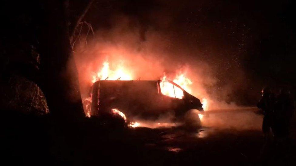 Man suffers burns to hands in St Brelade van fire - BBC News