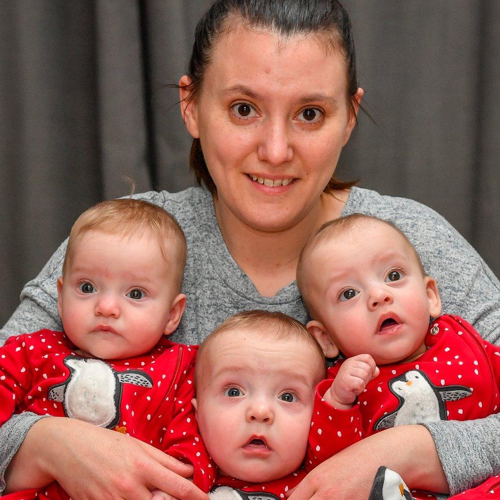Cirencester triplets celebrate first Christmas at home - BBC News