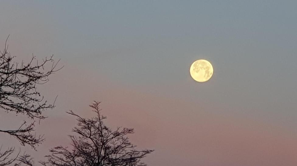 In Pictures: Sky-gazers capture Cold Moon across East - BBC News