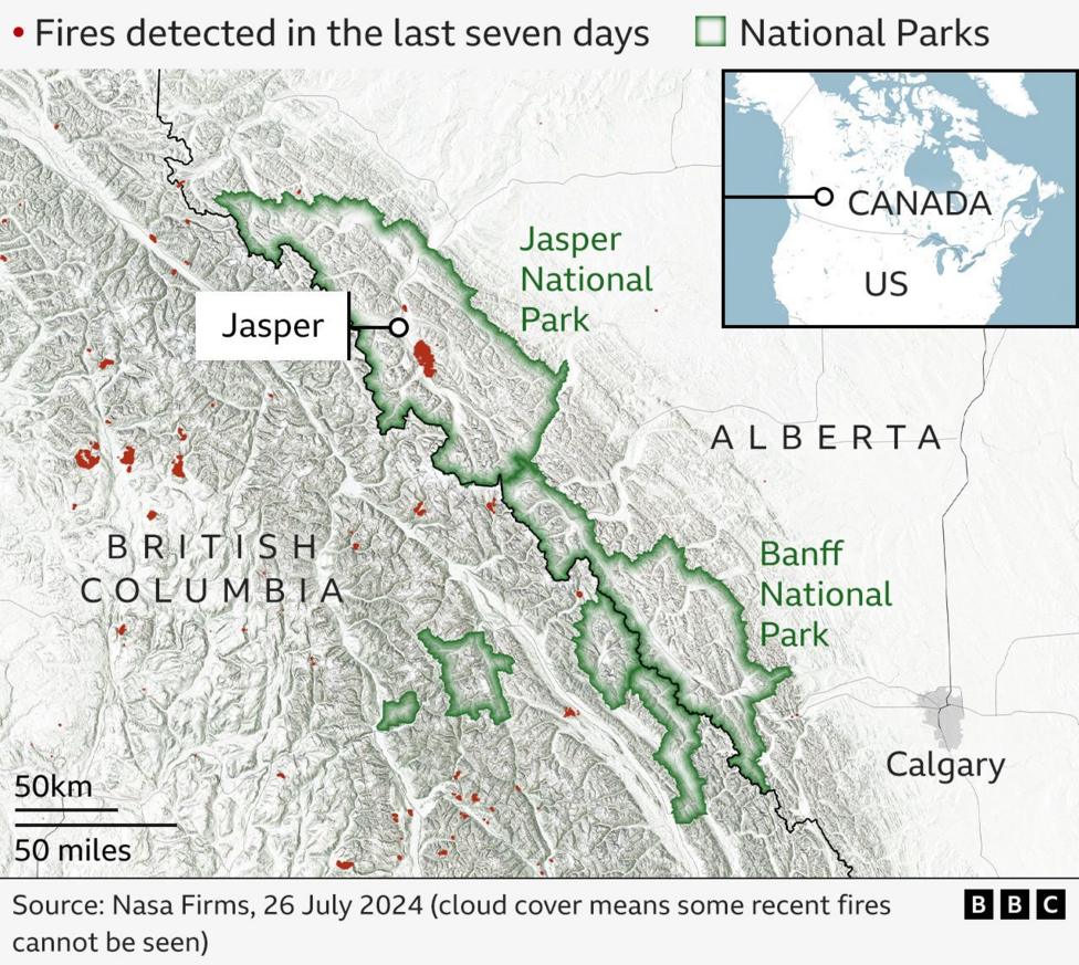 Jasper wildfires: Half of historic Canadian town may be destroyed - BBC ...