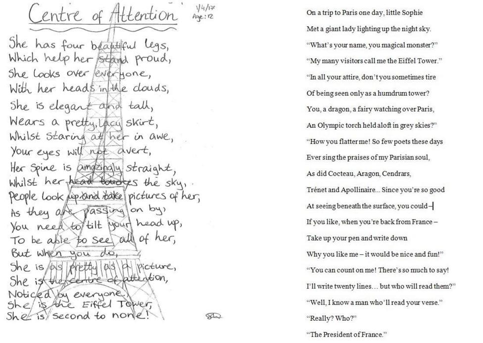 Emmanuel Macron writes Eiffel Tower poem for UK schoolgirl - BBC News