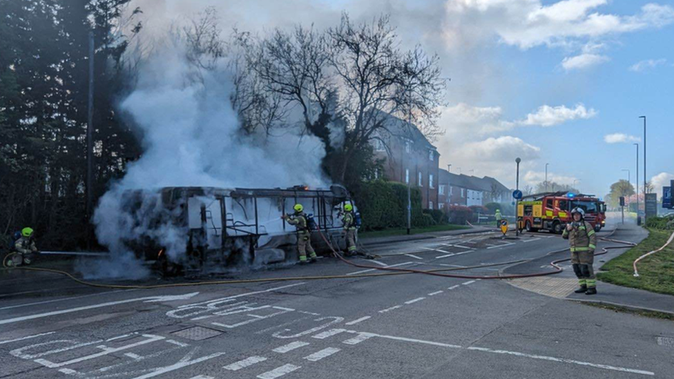 Mapperley: Diversions after diesel bus catches fire - BBC News