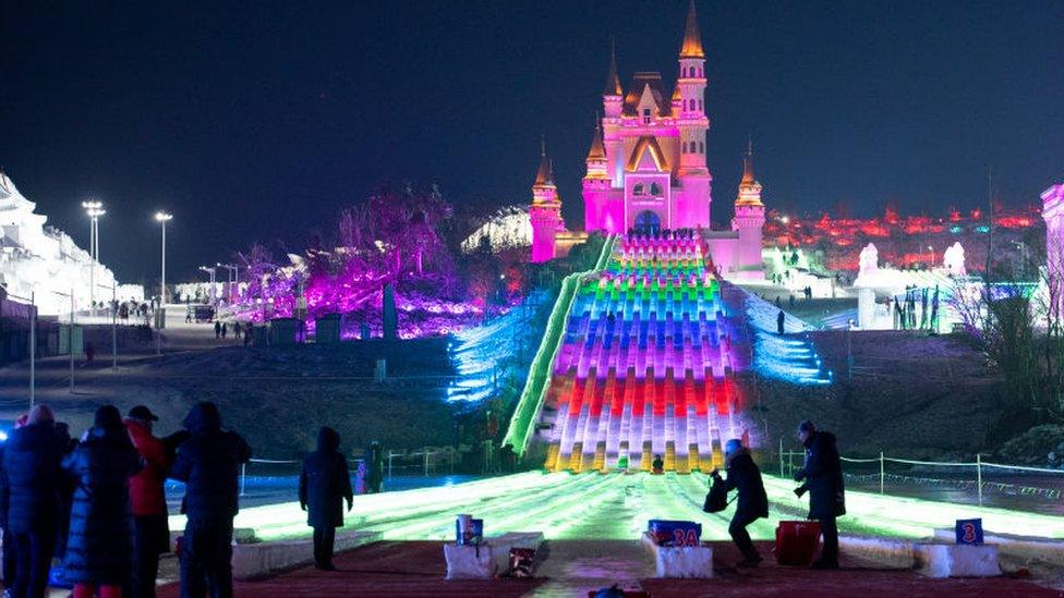 Check out the world's longest multi-coloured ice slide! - BBC Newsround