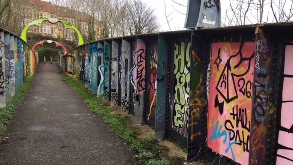 Outcry as Montpelier 'rainbow' bridge painted grey - BBC News