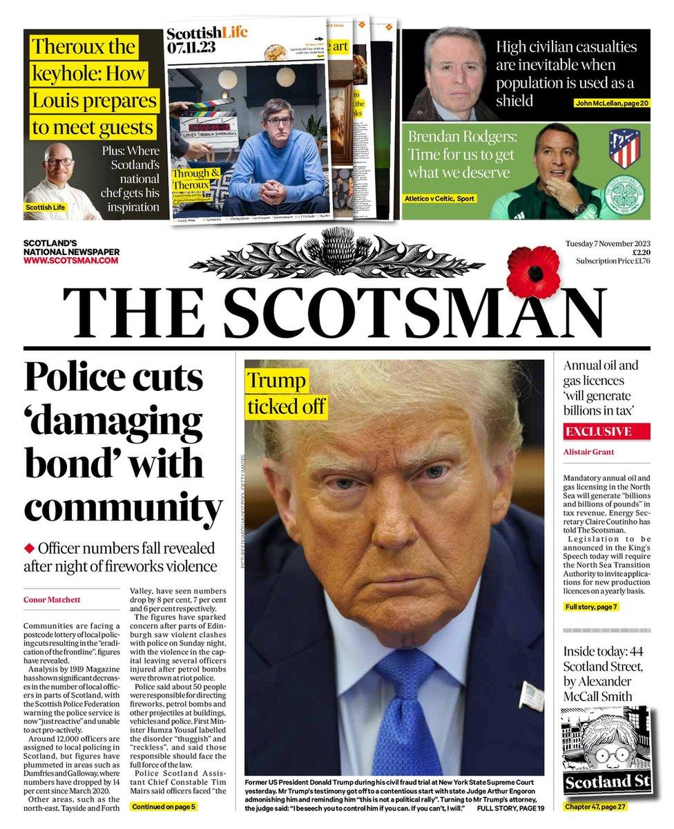 Scotland's papers: Fears over police cuts and 'Green King's' speech ...